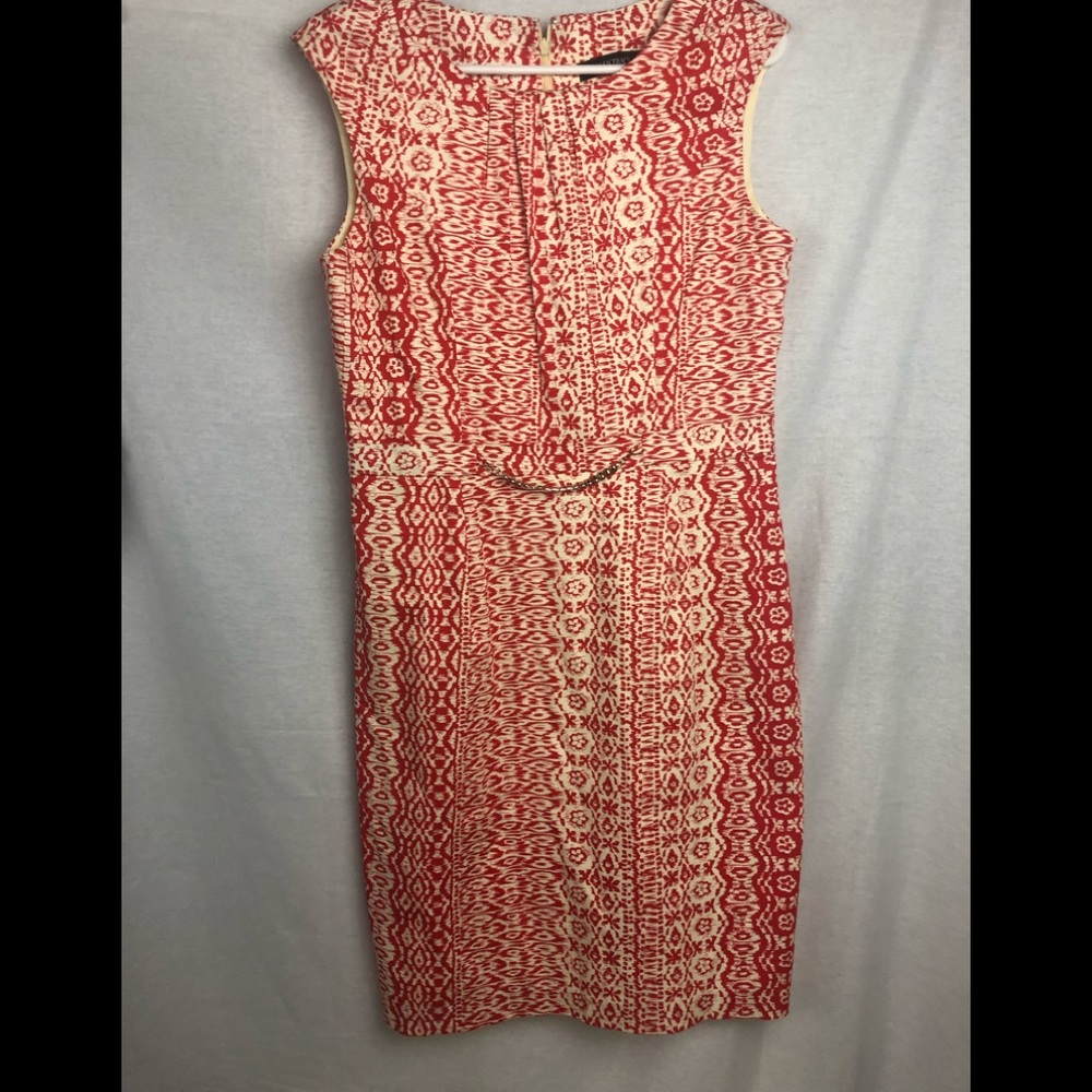 Ellen Tracy Red And Cream Shift Dress - Gem